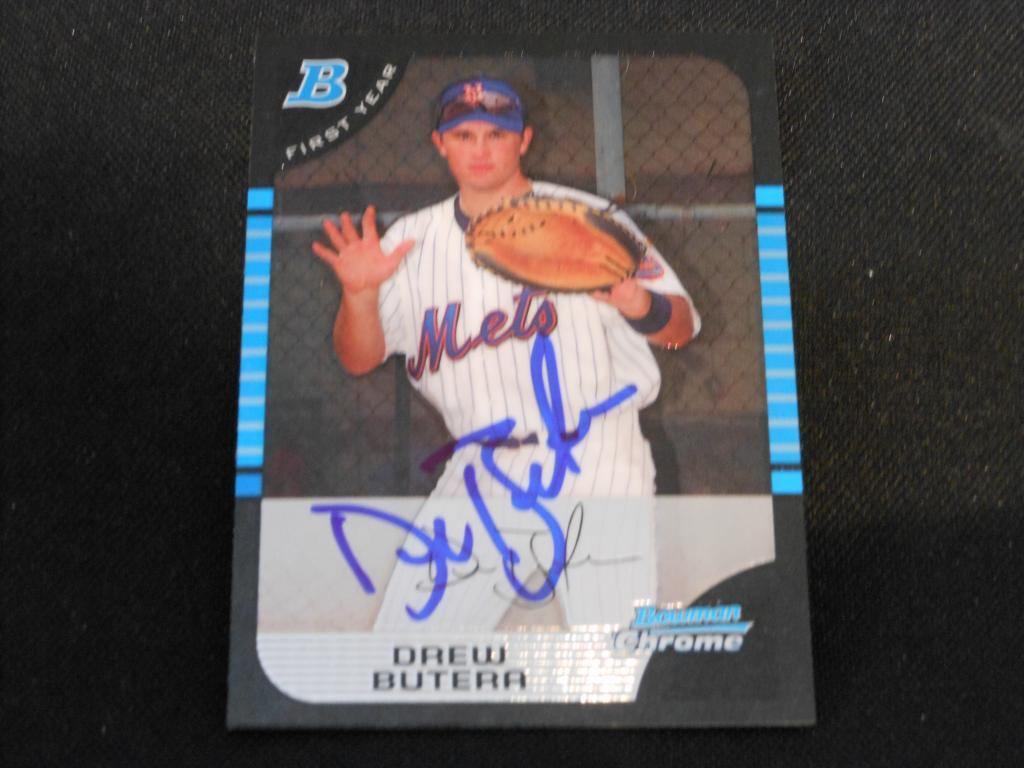 New York Mets Drew Butera Signed 2005 Bowman Chrome Autograph Card # ...