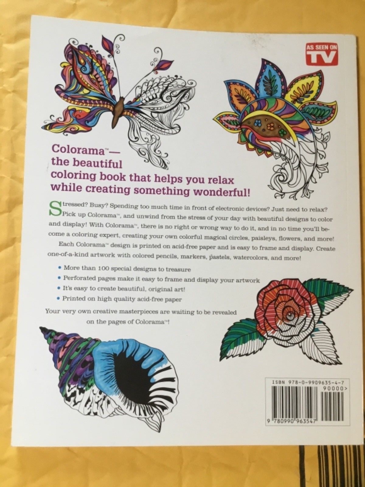 COLORAMA COLORING BOOK FLOWERS PAISLEYS STAINED GLASS 2015 TELEBRANDS ...