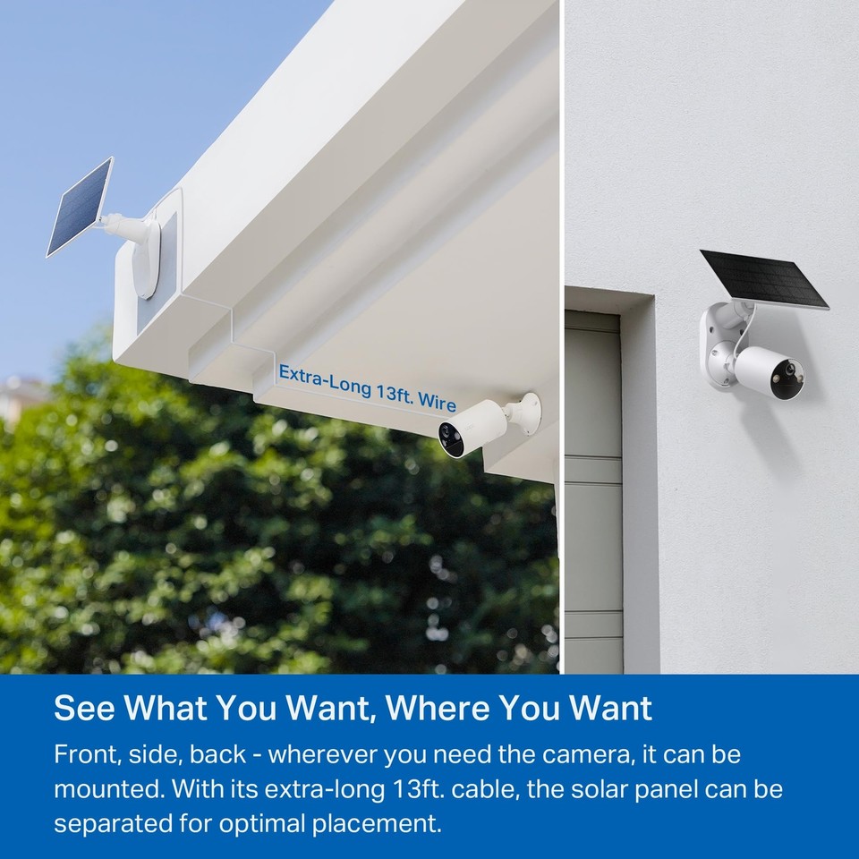 TP-Link 𝗧𝗮𝗽𝗼 SolarCam C402 Kit, Outdoor Battery Camera w/Solar Panel ...
