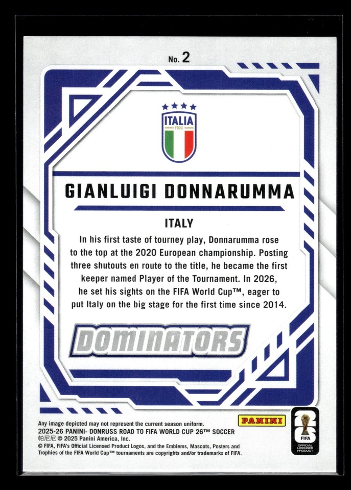 Gianluigi Donnarumma 2025-26 Donruss Road to FIFA World Cup Dominators ...