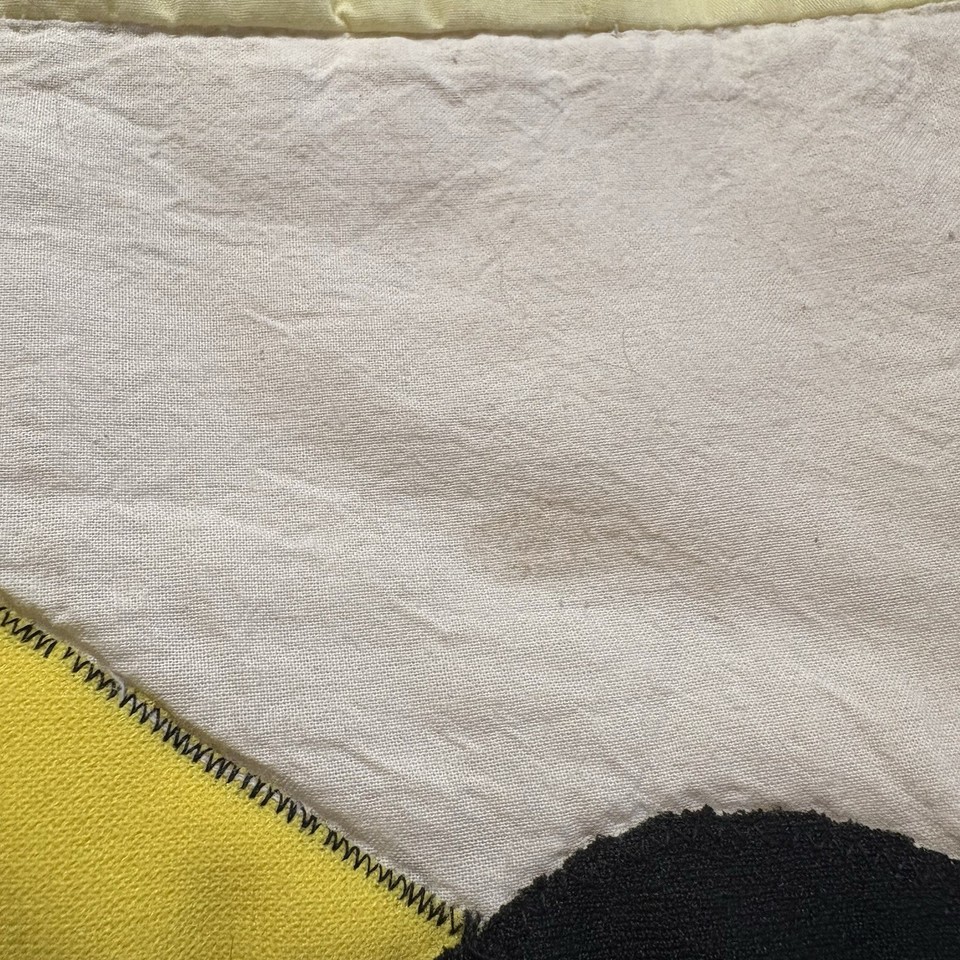 Vtg Native American Patchwork Quilt Blanket Hand Made Yarn Hair Yellow ...