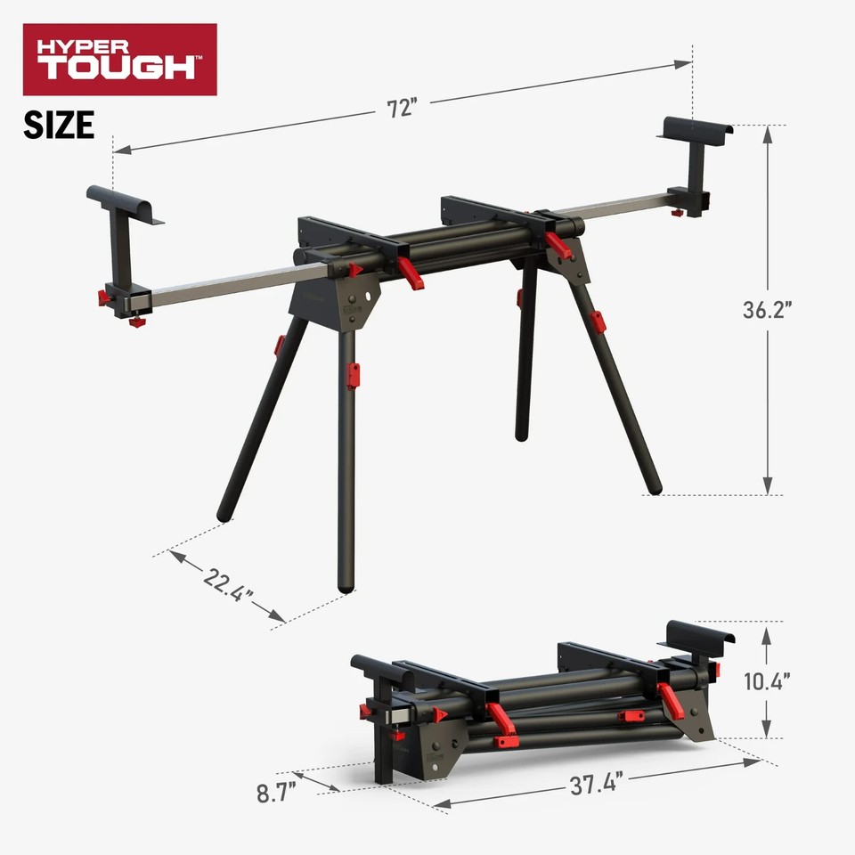 Hyper Tough Hyper Stack Heavy Duty 500-lb Miter Saw Stand, Supports 10 ...
