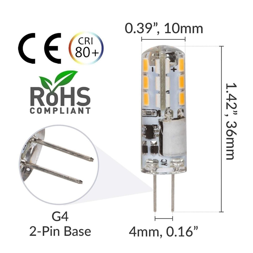 [10 Pack] LED G4 1.1W T3 10W Replacement JC Bi-Pin Base 12V 3000K Soft ...
