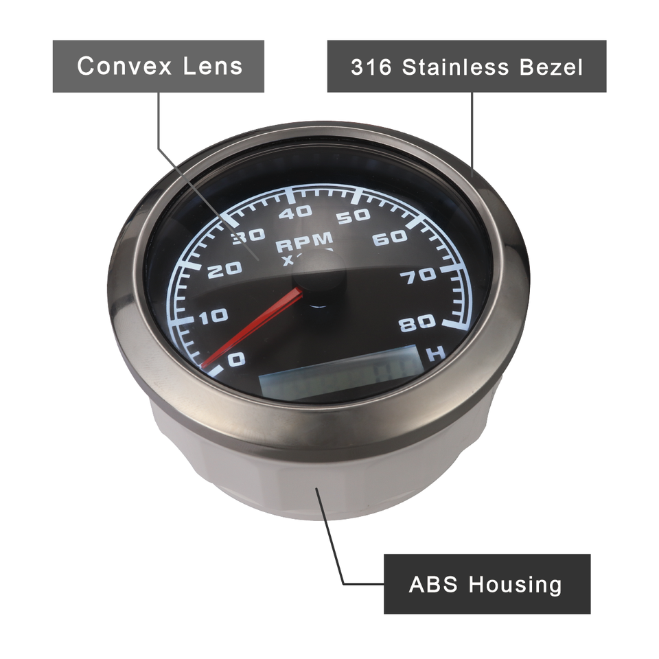 W PRO 85mm Tachometer 8000 RPM Hour Meter Waterproof Car Marine Boat ...