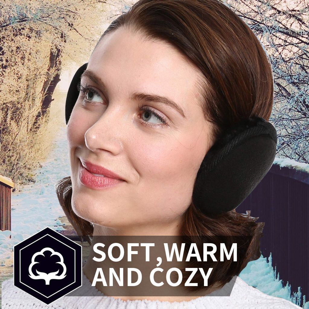 Mens Womens Ear Fleece Muffs Winter Ear Warmers Knitted Wrap Around ...