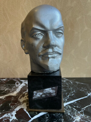 Vintage Soviet Russian Lenin Metal Bust Sculpture On the stone | eBay