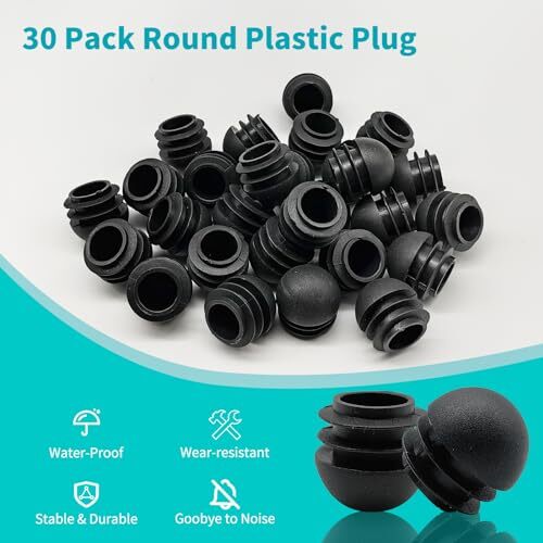 Ecginmay 30Pcs Round Plastic Plug Insert,Plastic Pipe Tubing End Caps 3 ...