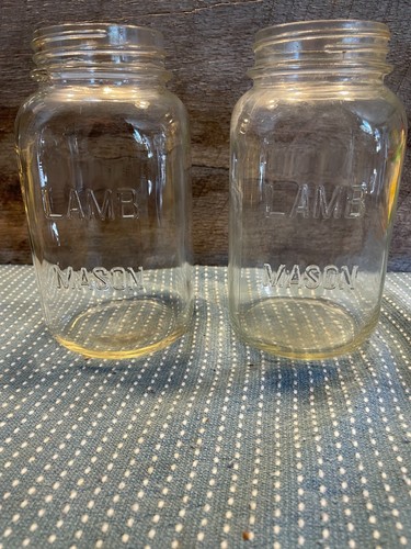Vintage Lot of 2 Quart Mason Jars by Lamb - - Both with Embossed ...