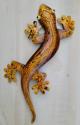 GECKO METAL WALL HANGING LIZARD POOL PATIO DECOR BEACH TROPICAL TIKI 18 ...