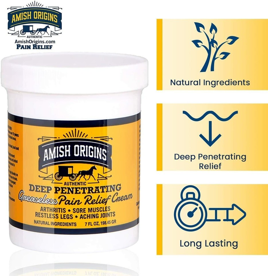 Amish Origins Deep Penetrating Pain Relief Cream Restless Legs ...