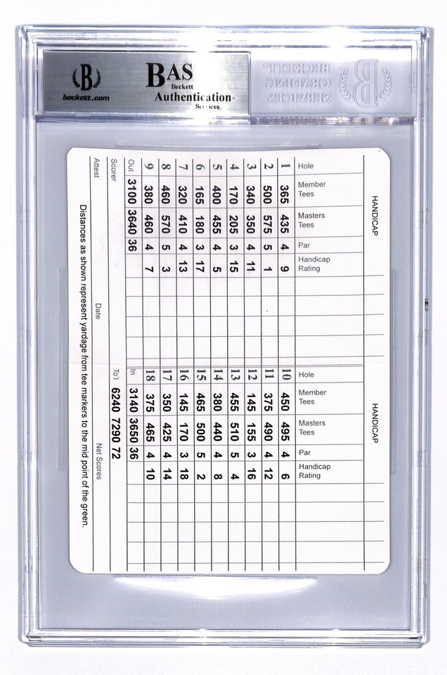 Bubba Watson signed Masters Scorecard 2012 and 2014 Masters Champion ...