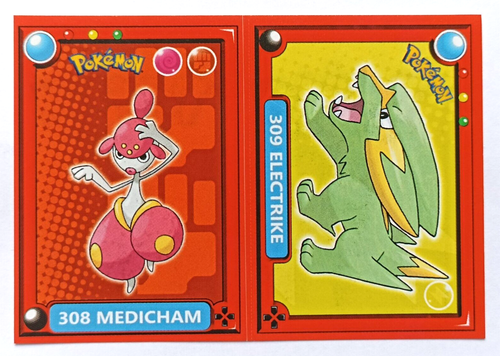 POKEMON POKEDEX Sticker EF #308-309 MEDICHAM / ELECTRIKE Edition PERU ...