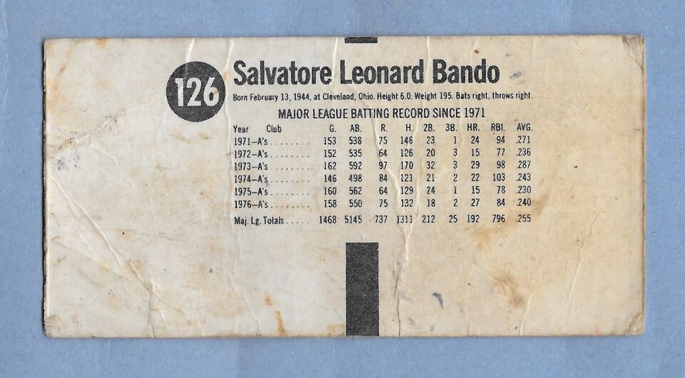 VINTAGE BASEBALL CARD 1977 HOSTESSSAL BANDO #126 & SMALL OLD RED SOX ...