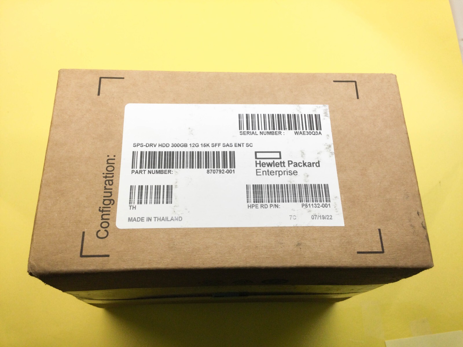 870753-B21 HPE 300GB SAS 12G ENT 15K SFF (2.5in) SC DS HDD 870792-001 ...
