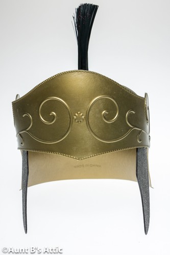 Roman Soldier Helmet Deluxe Gold Plastic With Black Brush Military ...