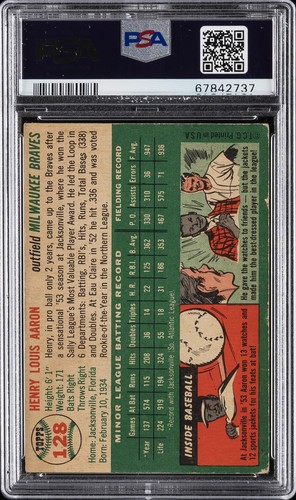 1954 TOPPS #128 HENRY AARON ROOKIE RC PSA 2 | eBay