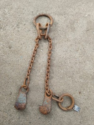 Vintage Iron Lifting Chain With Hooks And Rings Logging Chain | eBay