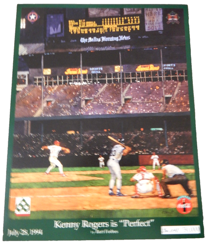 MLB Texas Rangers July 28 1994 Kenny Rogers is Perfect by Bart Forbes ...