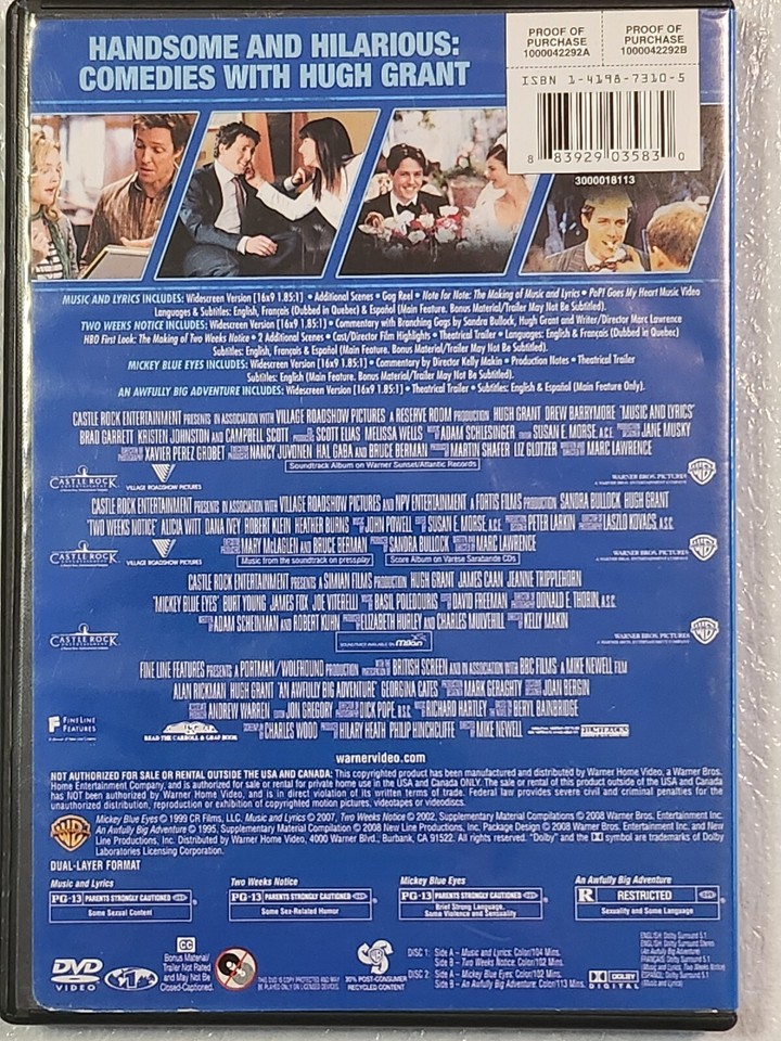 4 Film Favorites: Hugh Grant Collection (DVD) Music and Lyrics + 3 More ...
