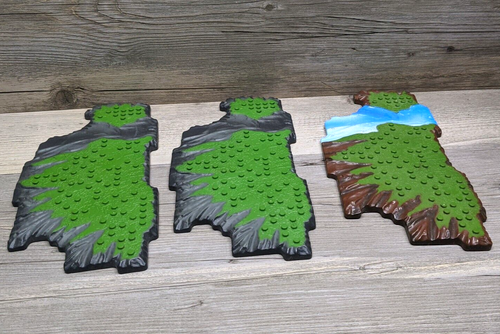 Mega Bloks Base Plates Dragons Castle Lot of 3 Grass Grey & Brown Edge ...