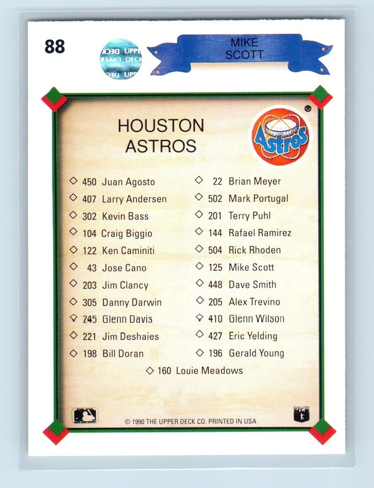 1990 Upper Deck Mike Scott Houston Astros #88 | eBay