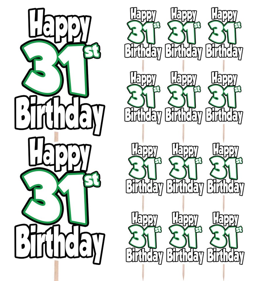 31st Birthday Number Cupcake Party Food Cake Toppers Decorations Picks ...