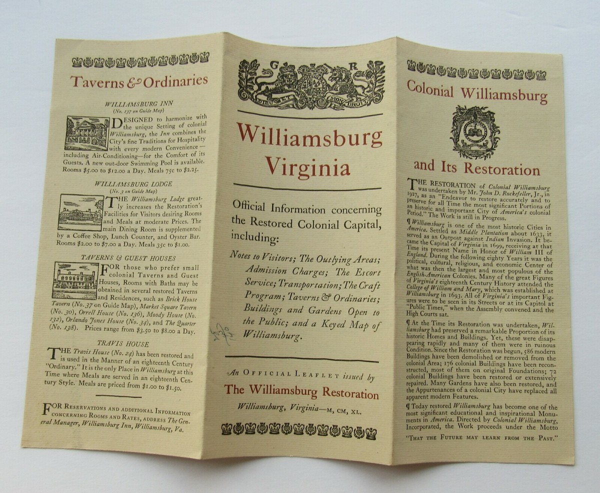 Williamsburg Virginia Brochure Colonial Williamsburg Fun Things To