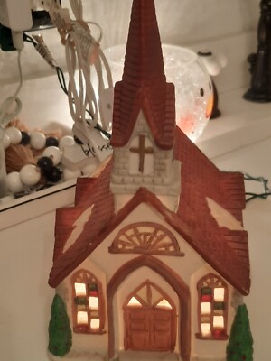 Porcelain Lighted Church Dickens Collectibles Hand Painted 1992 | eBay