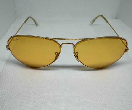 Vintage B&L Ray-Ban Aviator 62mm Yellow Kalichrome Sunglasses USA Gold ...
