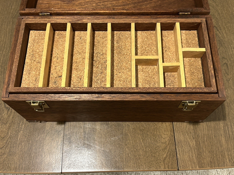 Vintage Wooden Tackle/Tool/Storage Box with Cork Lined Tray~NICE!! | eBay