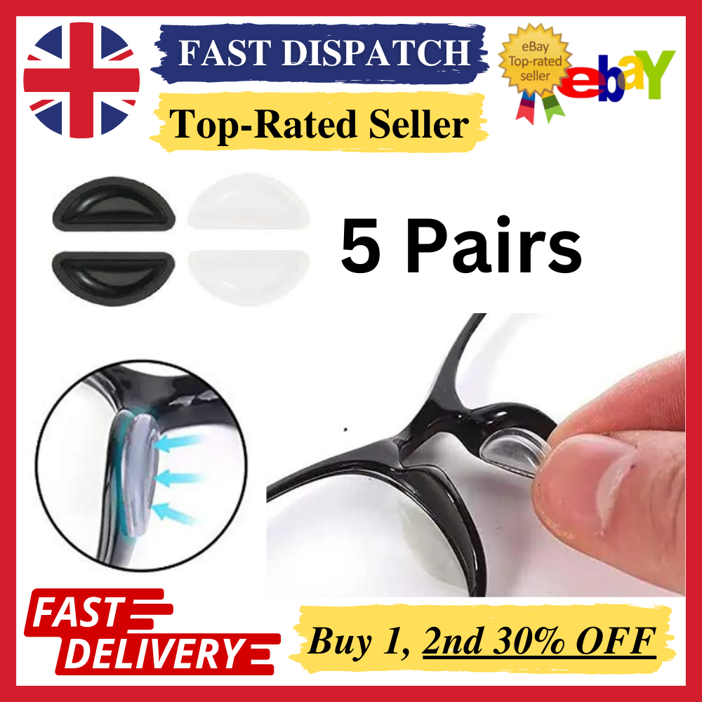 5x Pairs Adhesive Nose pads for Eyeglass Anti-Slip Silicone Glasses ...