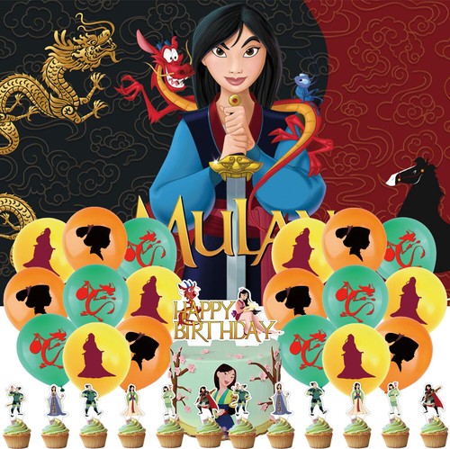 Mulan Party Supplies Birthday Decoration Set Balloons Cake Toppers ...