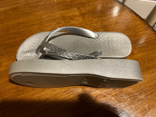 Womens Flip Flops IPANEMA Grendene Sz 9 Silver Platform Made IN Brazil ...