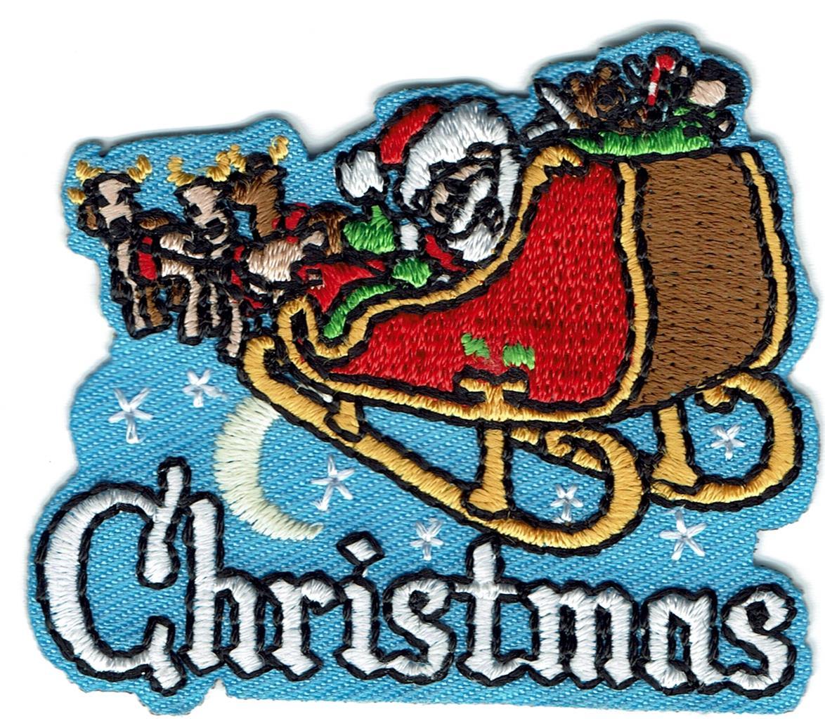 boy girl cub Merry CHRISTMAS Santa Sleigh Fun Patches Crests Badges ...