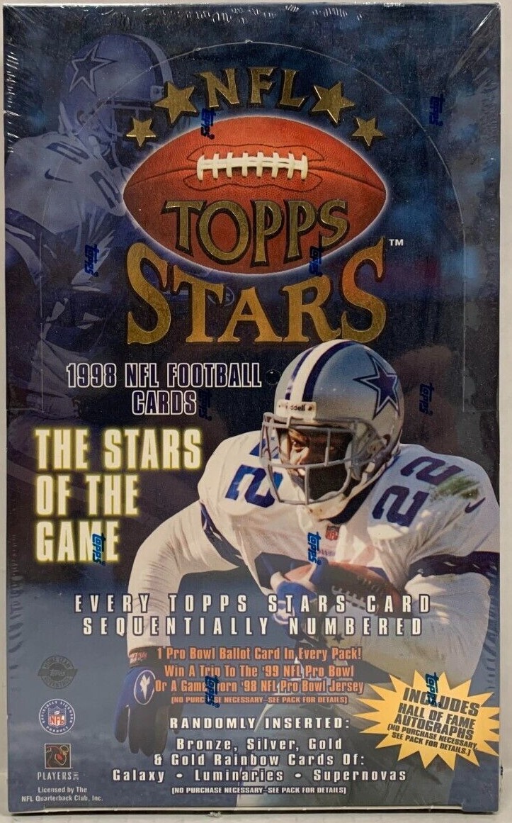 1998 TOPPS STARS NFL FOOTBALL HOBBY BOX 24 PACKS PEYTON MANNING RC NEW ...
