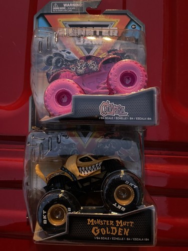 Monster Jam Spin Master Golden Monster Mutt & Pink Calavera Series 31 ...