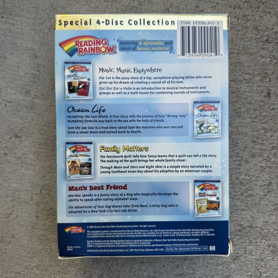 Reading Rainbow Special 4-Disc Collection (DVD 2006) Box Set Levar ...