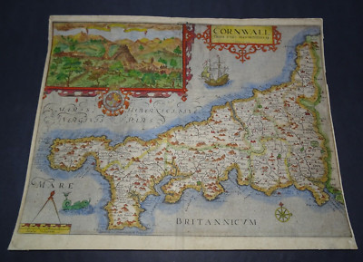 Antique Map of Cornwall by Christopher Saxton and William Kip 1637 | eBay