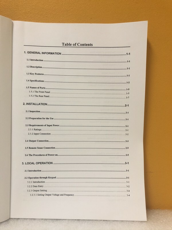 Chroma Programmable AC Power Source 6512/6520/6530 User's Manual | eBay