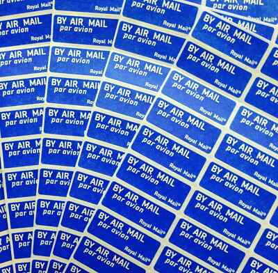 AIRMAIL AIR MAIL STICKERS PAR AVION BLUE ROYAL MAIL SELF ADHESIVE FREE ...