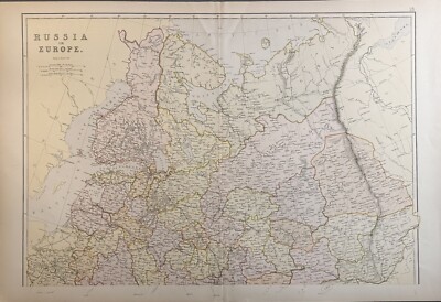 1882 Russia In Europe Original Map, Antique Color Lithograph | eBay