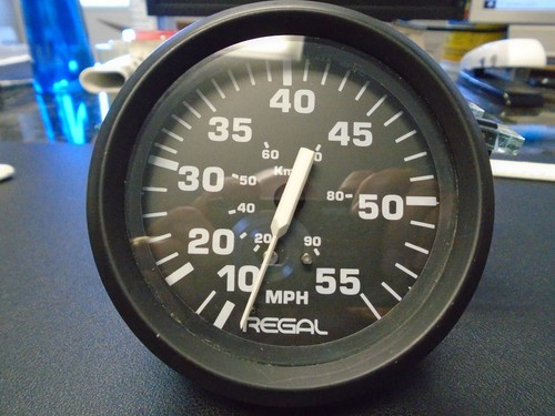 NOS OEM REGAL BOAT 3 5/8" BLACK FACE & TRIM 55 MPH SPEEDO SPEEDOMETER ...
