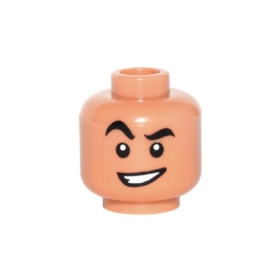 LEGO - Minifig, Head Black Eyebrows, Raised Right Eyebrow, Crooked Open ...