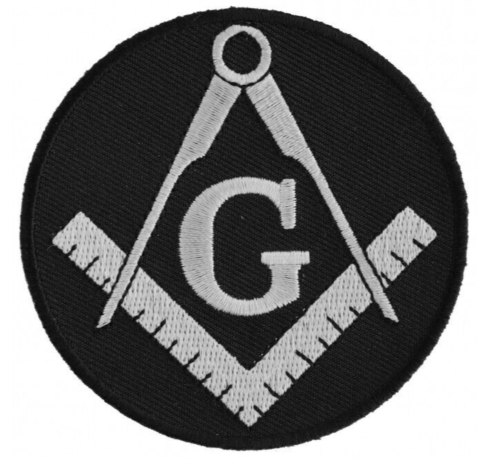 BRAND NEW MASONIC G SQUARE AND COMPASS (BLACK AND WHITE) IRON ON PATCH ...