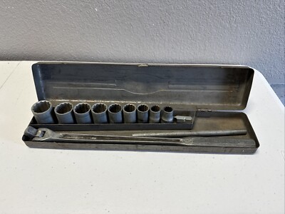 VINTAGE CRAFTSMAN =V= TOOLS 1/2 DRIVE 12 PC SOCKET SET IN CASE USA | eBay