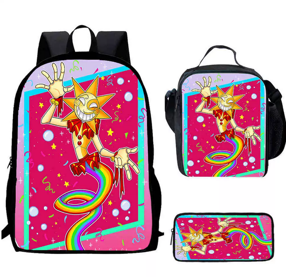 Kids Fnaf Sundrop Moondrop School Backpack Insulated Lunch Bag Pencil ...