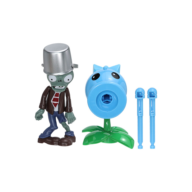 Plants Vs Zombies Peashooter Bucket Zombie Action Figures Kits Toys Kid ...