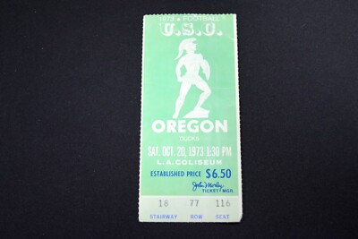 Oregon Ducks vs USC Trojans Football October 20th 1973 Ticket Stub Lynn ...