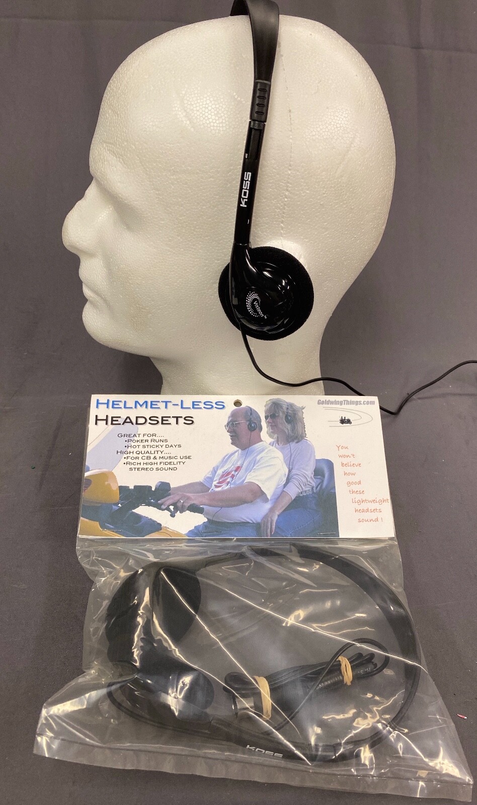 HELMETLESS HEADSET motorcycle Koss - GREAT BASS fits GoldWing & Harley ...