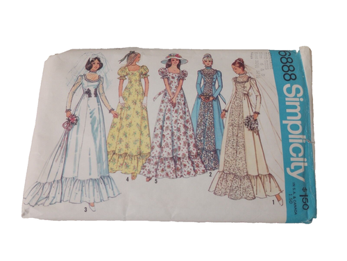 Simplicity Pattern 6888 Size 6 & 8 Wedding Bride Bridesmaid Dress Bust ...